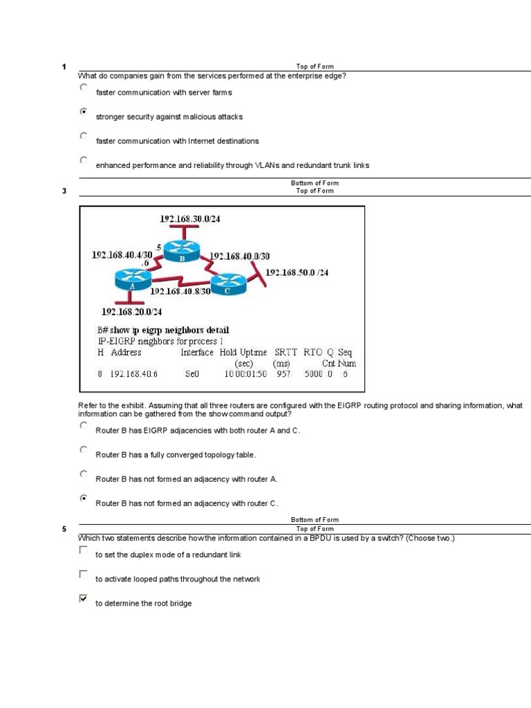 Top of Form | PDF | Network Switch | Router (Computing)