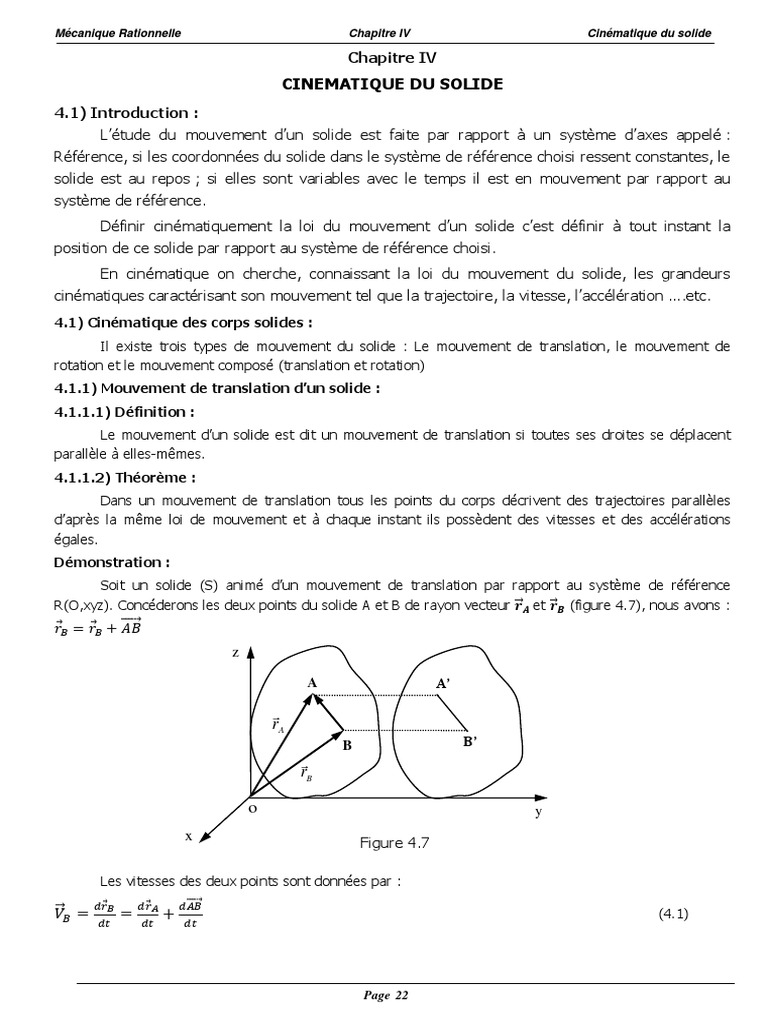 Ch04 Cinématique Du Solide | PDF | Mouvement de rotation | Cinématique