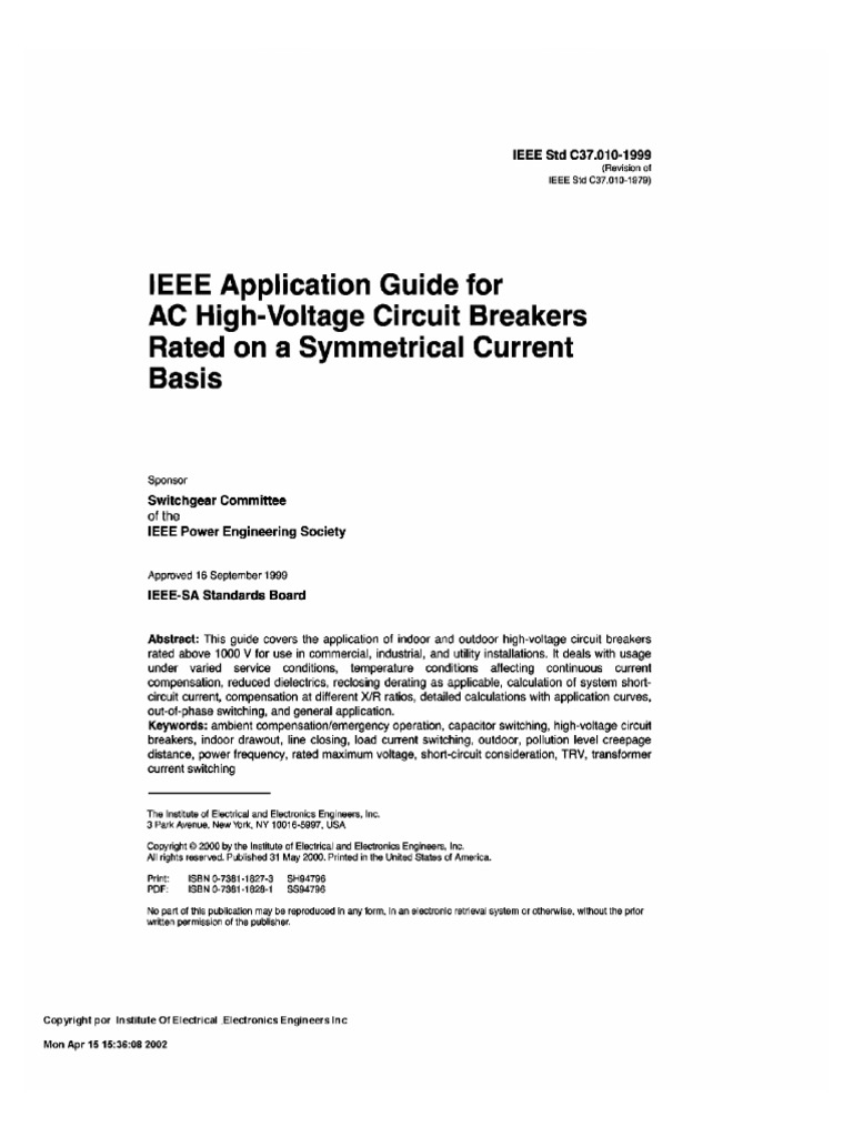 IEEE STD C37.010-1999 | PDF