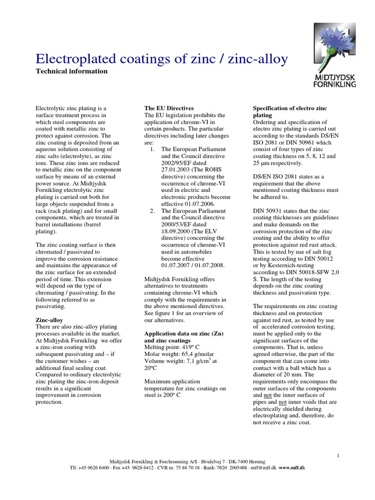 Electroplated Coatings of Zinc / Zinc-Alloy: Technical Information ...