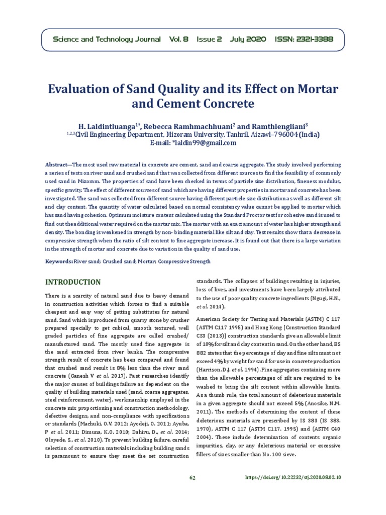 Sand Quality Assessment for Concrete | PDF | Concrete | Construction ...