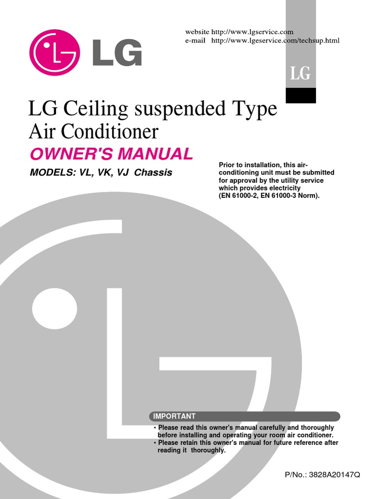 LG Ceiling Suspended Type Air Conditioner: Owner'S Manual | PDF | Air ...