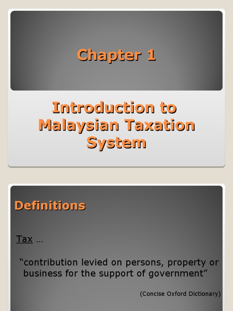 Introduction To Malaysian Taxation System | PDF | Taxes | Direct Tax