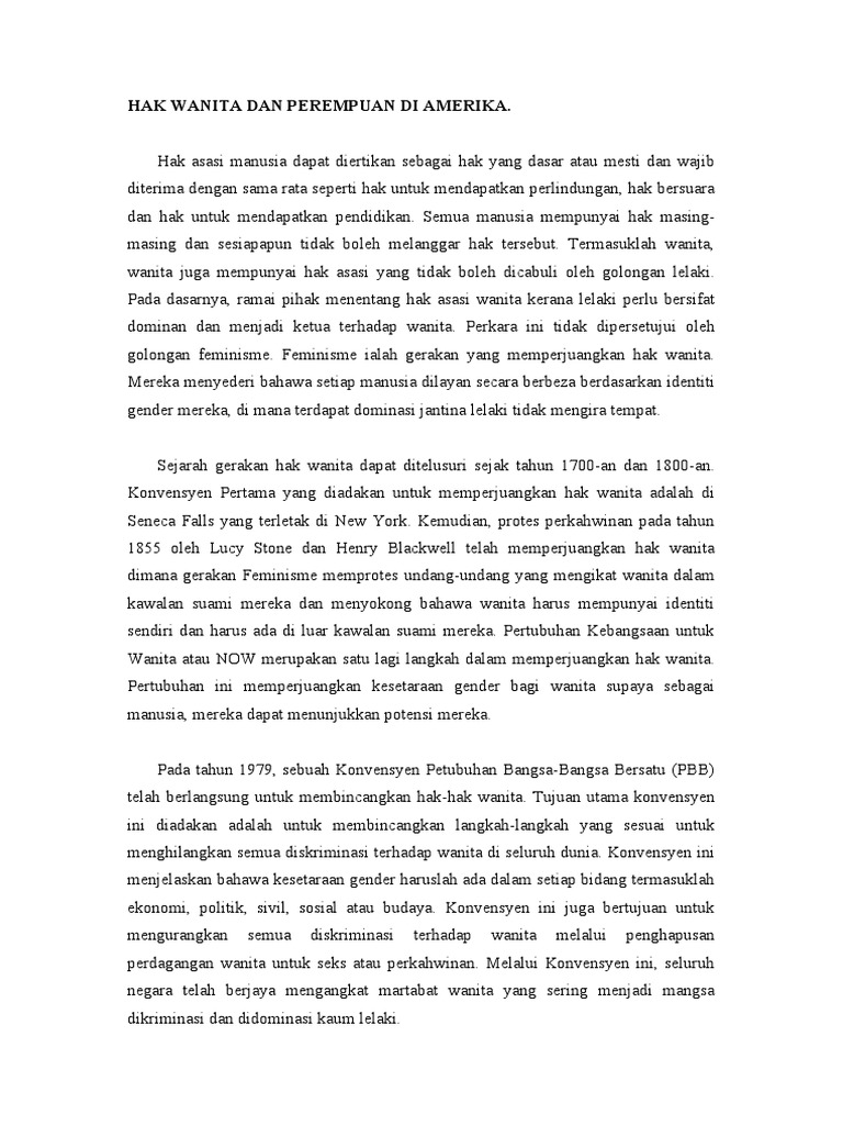 Hak Wanita Dan Perempuan Di Amerika | PDF