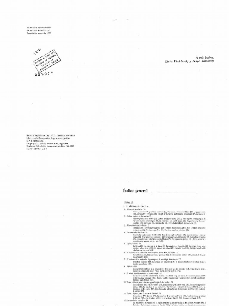 Klimovsky 1994 Las Desventuras Del Conocimiento Cientifico Cap 1 Pto 1 | PDF | Verdad | Conocimiento