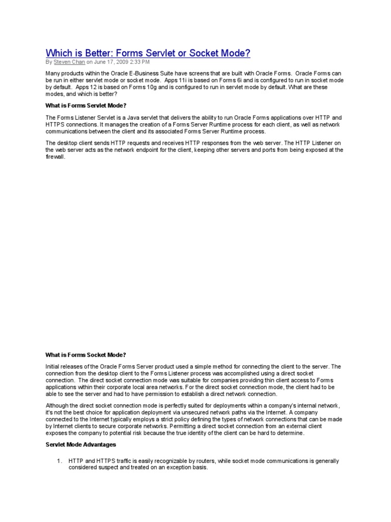 Which Is Better Forms Servlet Or Socket Mode Pdf Computer Network Hypertext Transfer 