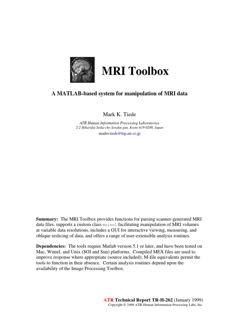 MRI Toolbox: A MATLAB-based System For Manipulation of MRI Data | PDF ...