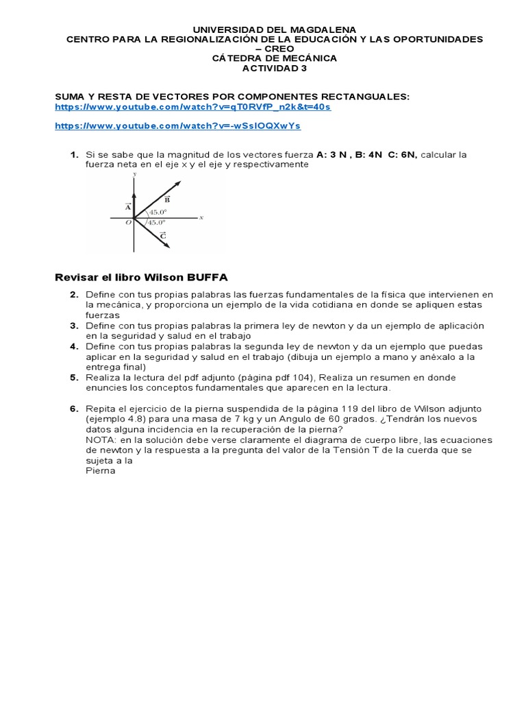 Actividad 3 Leyes de Newton | PDF | Fuerza | Las leyes del movimiento ...