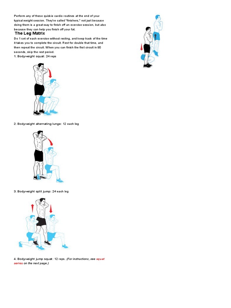 The Leg Matrix: 1. Bodyweight Squat: 24 Reps | PDF | Dance Science ...