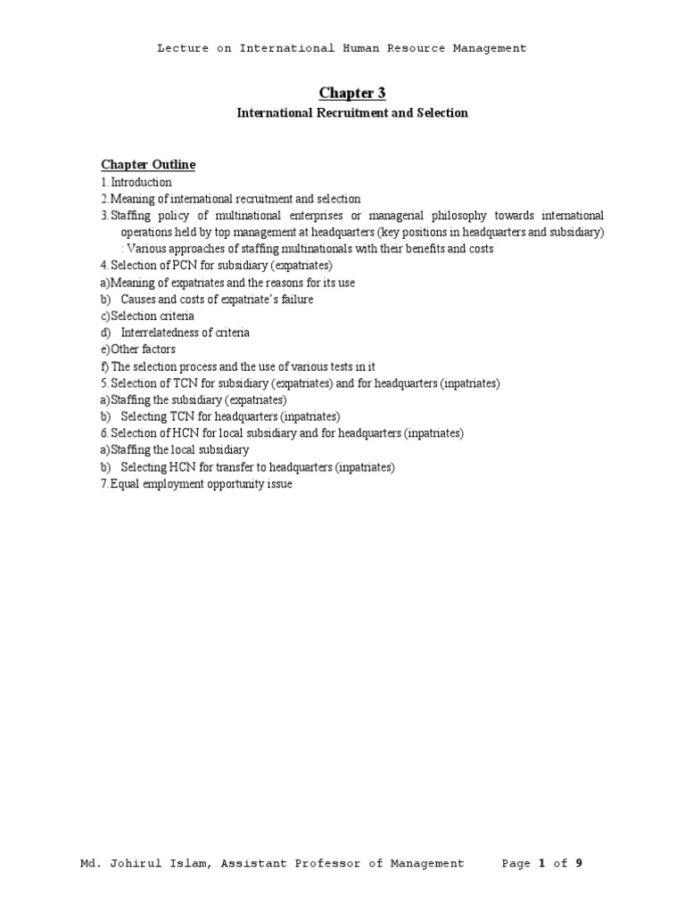 International Recruitment and Selection | PDF | Recruitment | Human ...