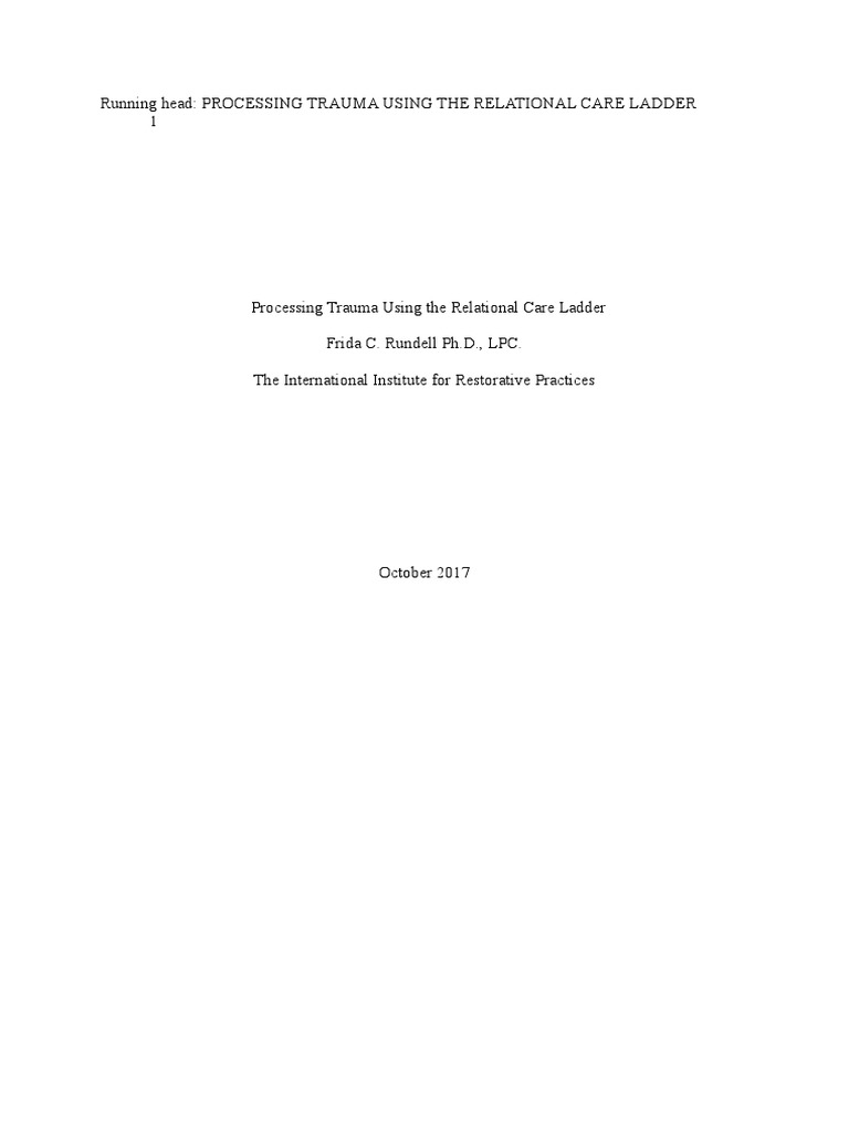 How To Process Trauma Using The Relational Care Ladder | PDF ...