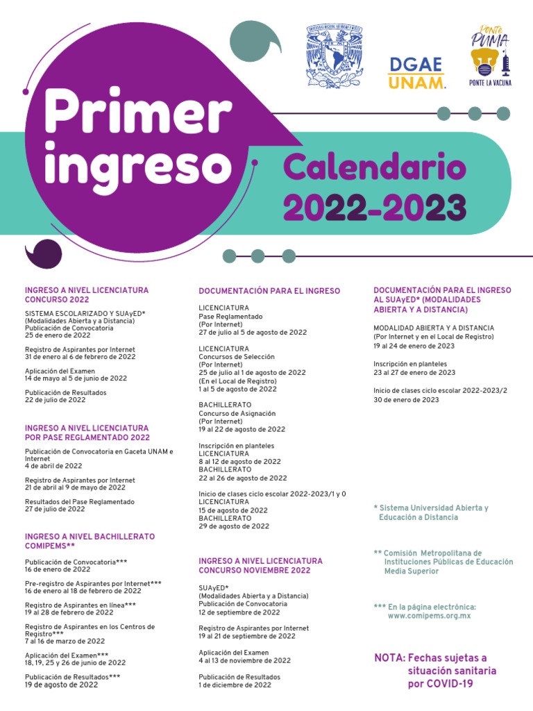 Primer Ingreso UNAM 2022 2023 | PDF