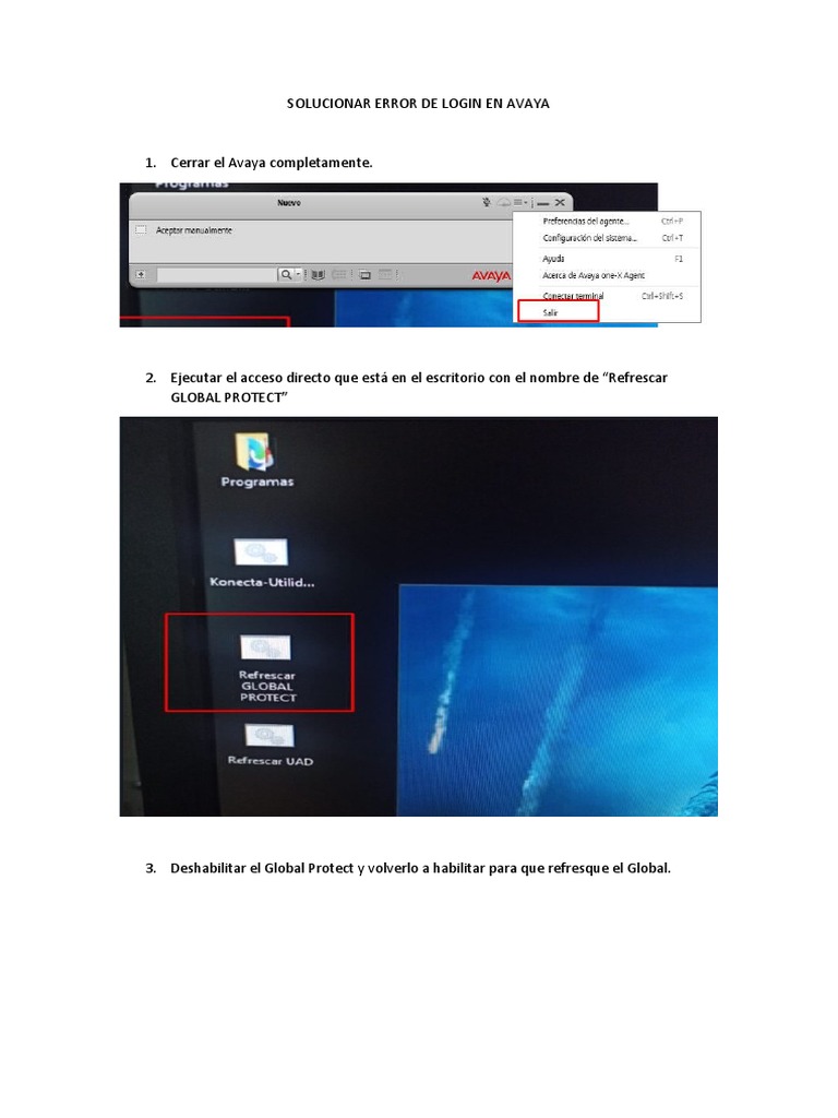 Solucionar Error de Login en Avaya Temporal | PDF