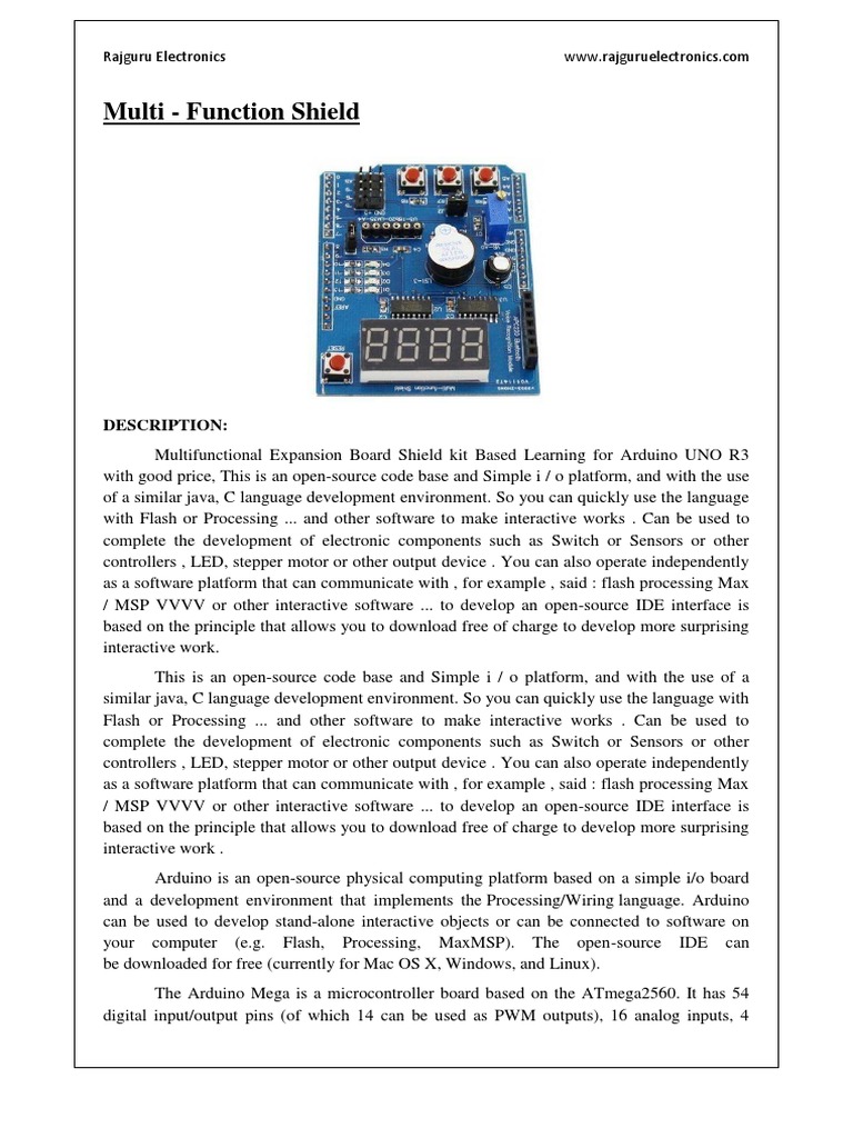 Arduino Multi Function Shield Pdf Arduino Computer Engineering