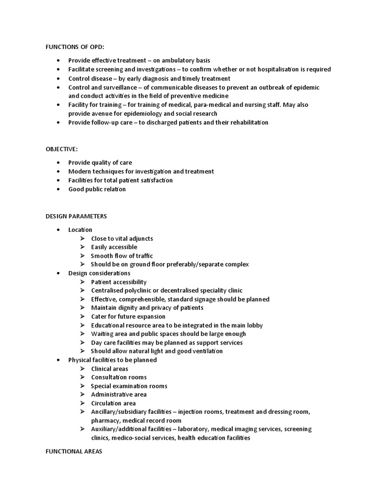 Functions of Opd | PDF | Patient | Clinic