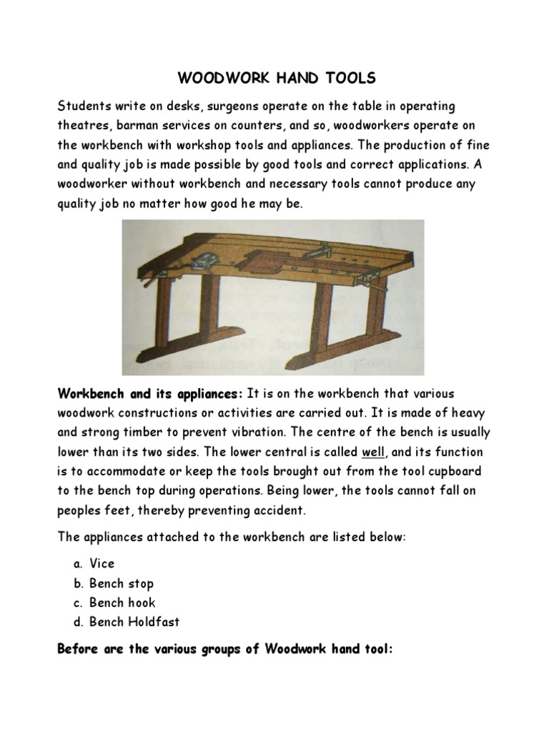 Woodwork Hand Tools | PDF | Manufactured Goods | Woodworking