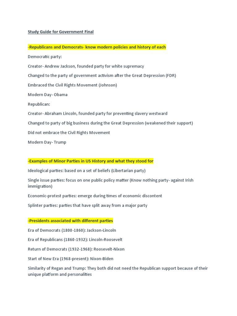 Government Final Exam Study Guide | PDF | American Government | United ...