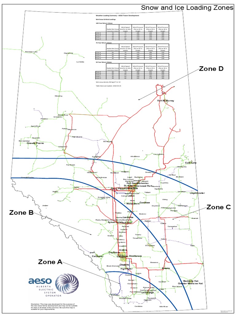 15 AESO Wet Snow and Wind Loading Map, 11x17 (2011-08-12) (1 Page) | Download Free PDF | Snow ...
