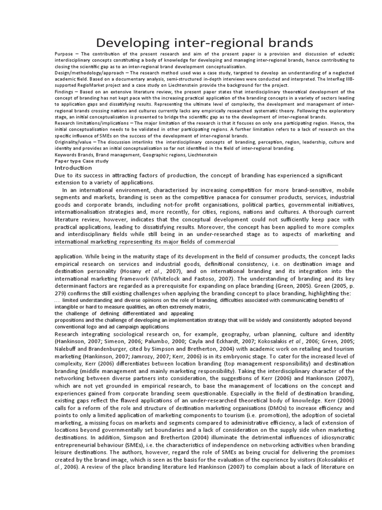 Developing Inter-Regional Brands | PDF | Brand | Leadership