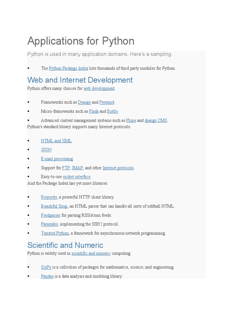 Applications For Python | PDF | Python (Programming Language) | Software