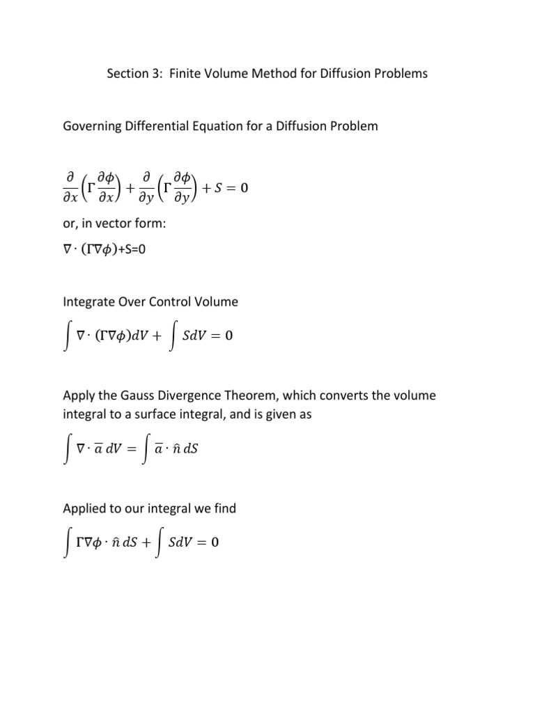 Finite Volume Method for Diffusion | PDF | Integral | Finite Difference