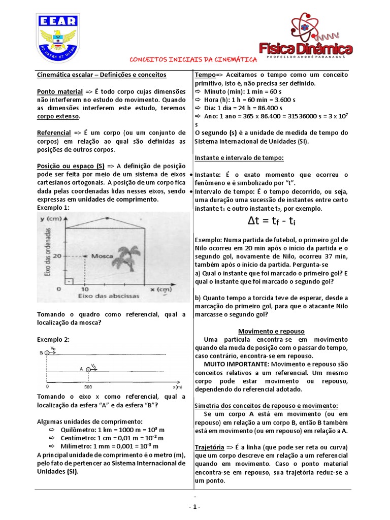 Fi Sica+1+-+Fl+01+-+Conceitos+Iniciais+de+Cinema Tica | PDF ...