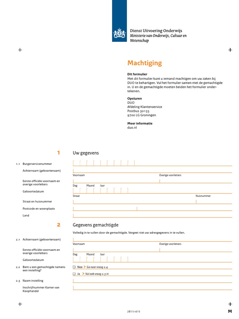 Machtiging Zakenbehartiging | PDF