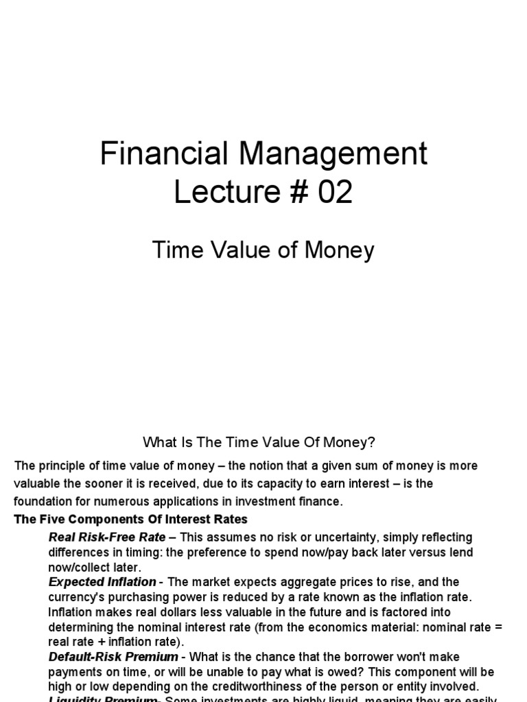 Financial Management Time Value of Money Lecture 2 3 and 4 | PDF ...
