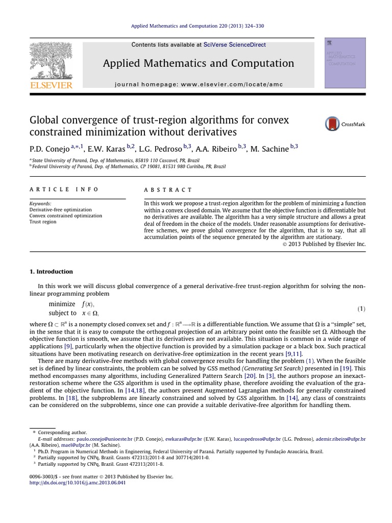 Global Convergence of Trust-Region Algorithms For Convex Constrained Minimization Without ...