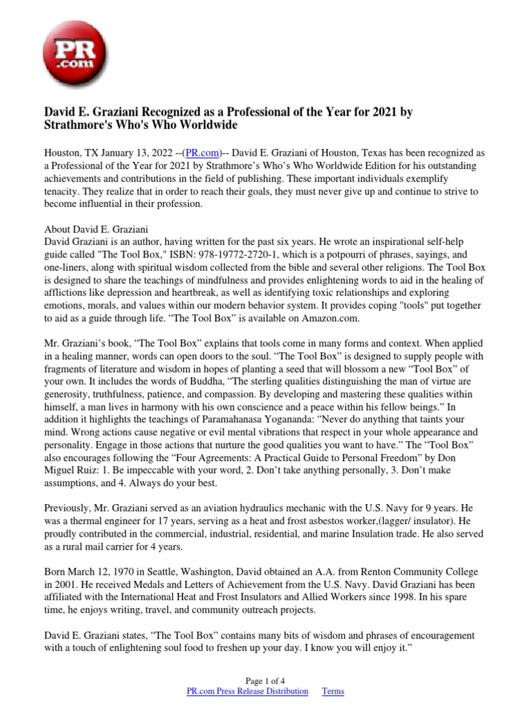 David E. Graziani Recognized As A Professional of The Year For 2021 by ...