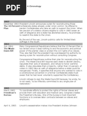 Lincolns 10 Percent Plan Lincoln's Ten Percent Plan Chronology | PDF