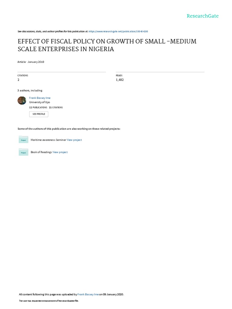 Effect of Fiscal Policy On Growth of Small - Medium Scale Enterprises in Nigeria | PDF | Taxes ...