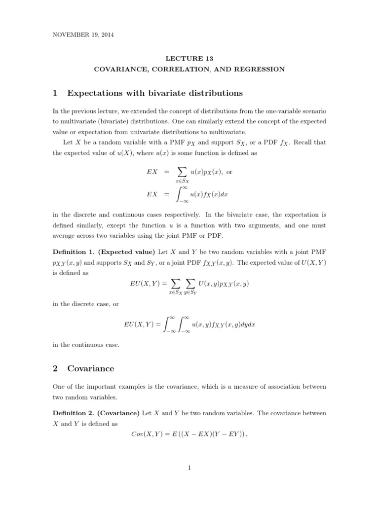 Covariance - Correlation and Regression (Lecture) | PDF | Correlation And Dependence | Least Squares