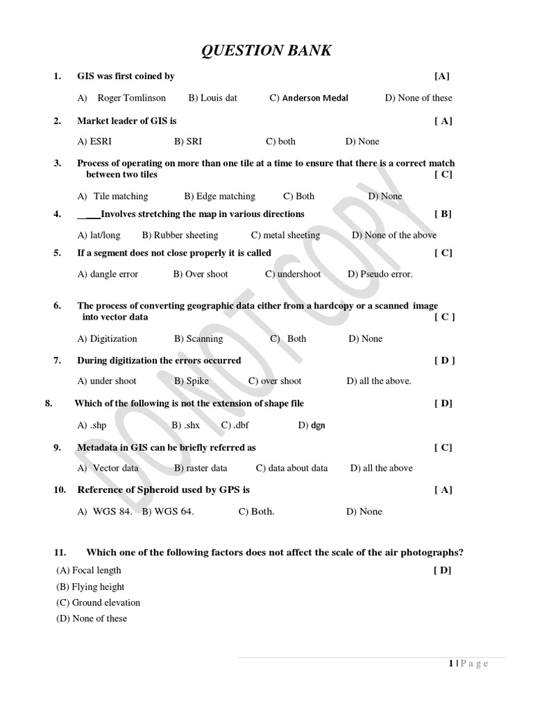 QUESTION - BANK - 50 Questions | PDF | Geographic Information System ...