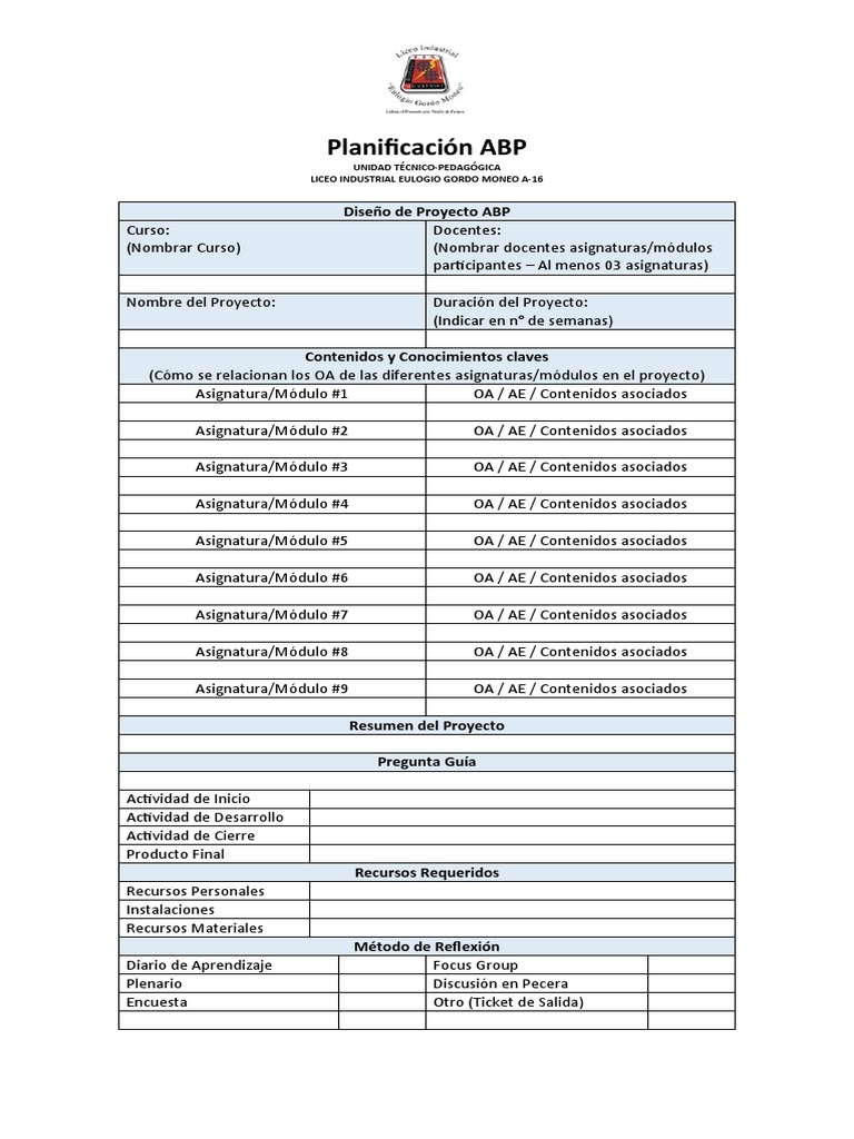 Formato de Planificación ABP | PDF