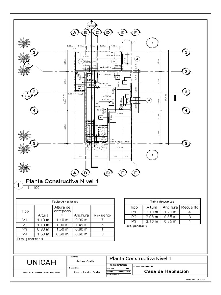 Plano - Planta Constructiva Nivel 1 | PDF