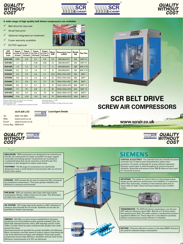 Screw Air Compressors: SCR Belt Drive | PDF | Belt (Mechanical ...
