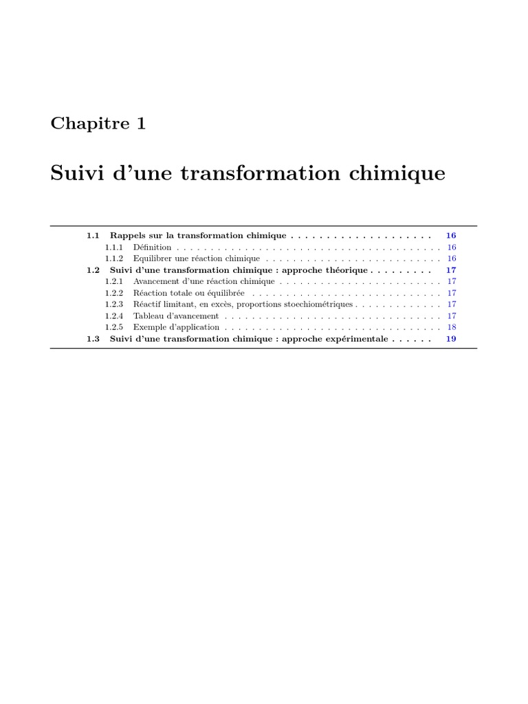 Chapitre1 Transformation Chimique | PDF | Molécules | Chimie