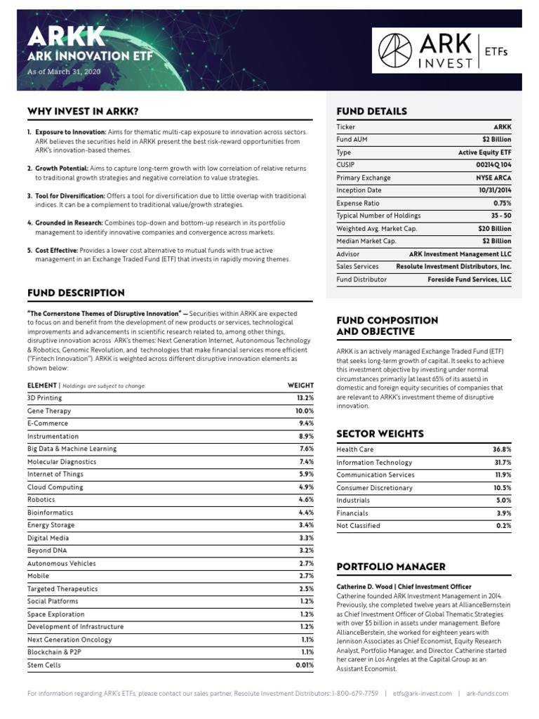 Ark Innovation Etf: Why Invest in Arkk? Fund Details | PDF | Exchange ...