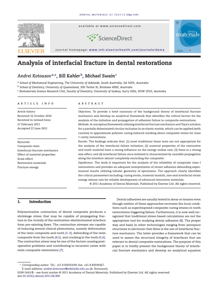 Class 1 Restoration Dental | PDF | Fracture Mechanics | Fracture