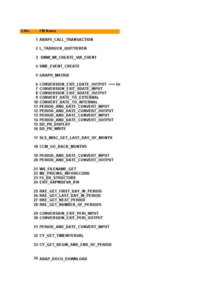 List of Useful FMs Reports and Module Wise Tables | PDF | Subroutine ...