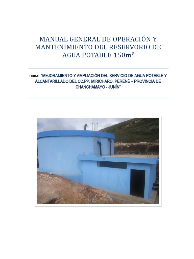 MANUAL GENERAL DE OPERACIÓN Y MANTENIMIENTO DE RESERVORIO DE 150m3 | PDF | Agua | Reservorio