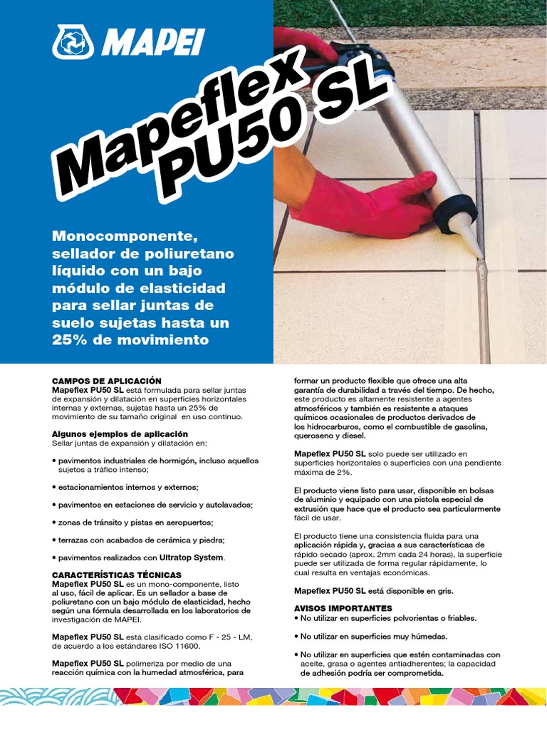 Mapeflex Pu 50 SL | PDF | Hormigón | Aluminio