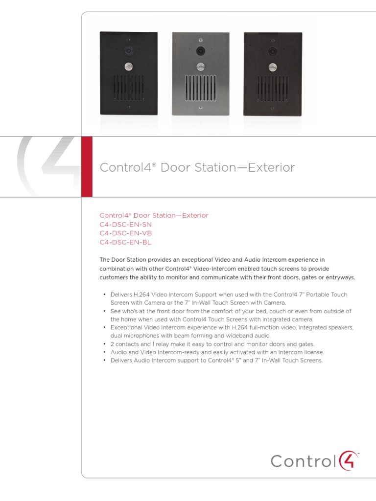 Control4® Door Station-Exterior: Control4® Door Station-Exterior C4-DSC ...