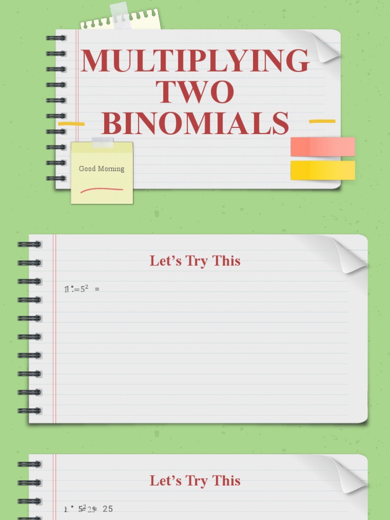 Multiplying TWO Binomials: Good Morning | PDF | Mathematical Analysis ...