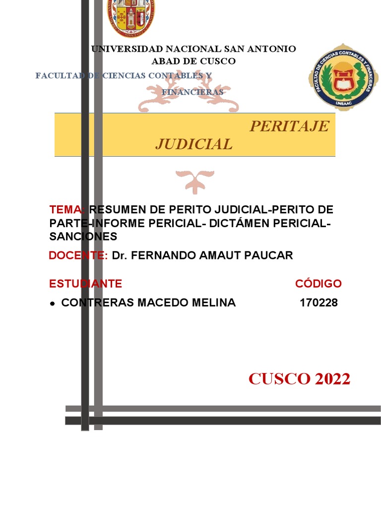 Resumen de Peritaje Judicial en Cusco | PDF | Testigo experto | Ley común