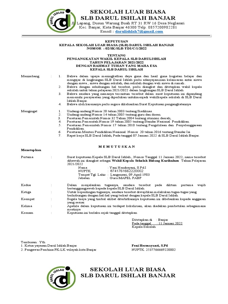 SK Wakil Kepala Sekolah 2022 | PDF