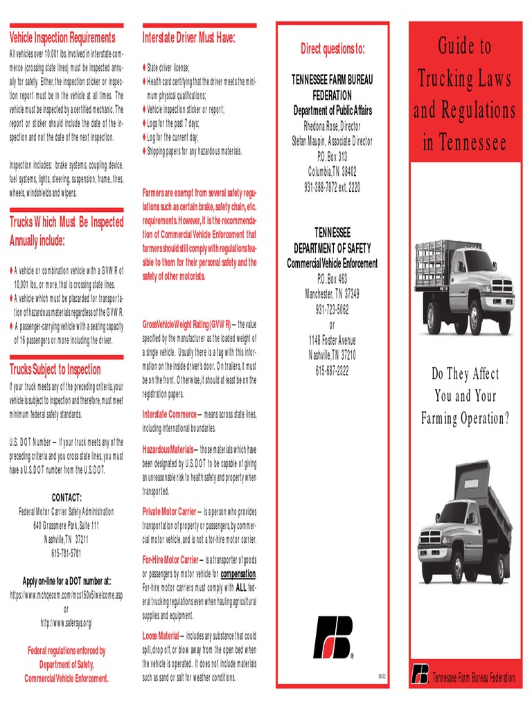 Guide To Trucking Laws and Regulations in Tennessee | PDF | Trailer ...