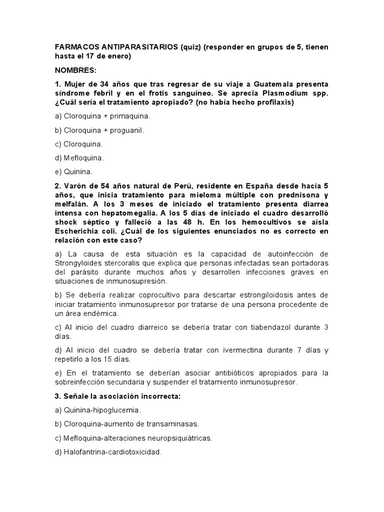 Farmacos Antiparasitarios | PDF | Especialidades Medicas | Ciencias de la Salud