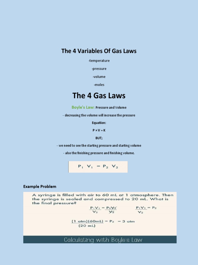 The 4 Variables of Gas Laws | PDF